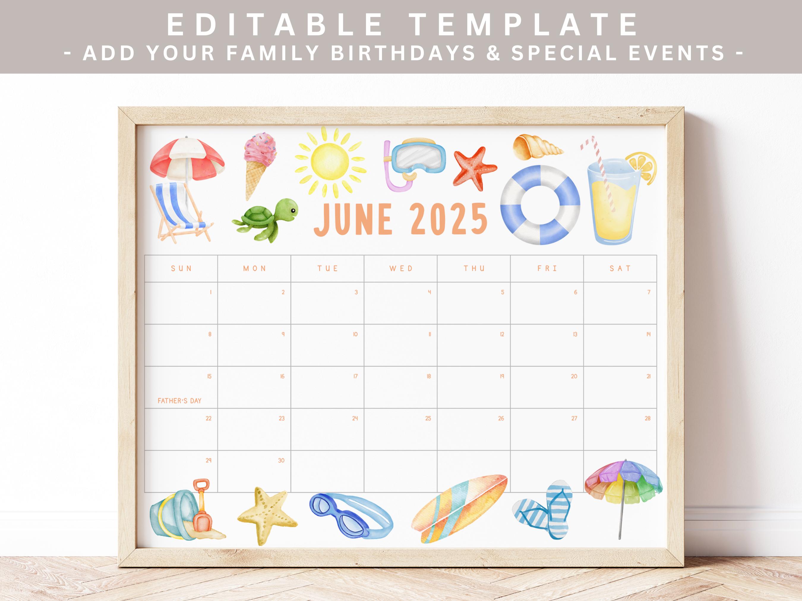 Printable Kids Calendar 2025, Kids Monthly Planner, Printable Calendar ...