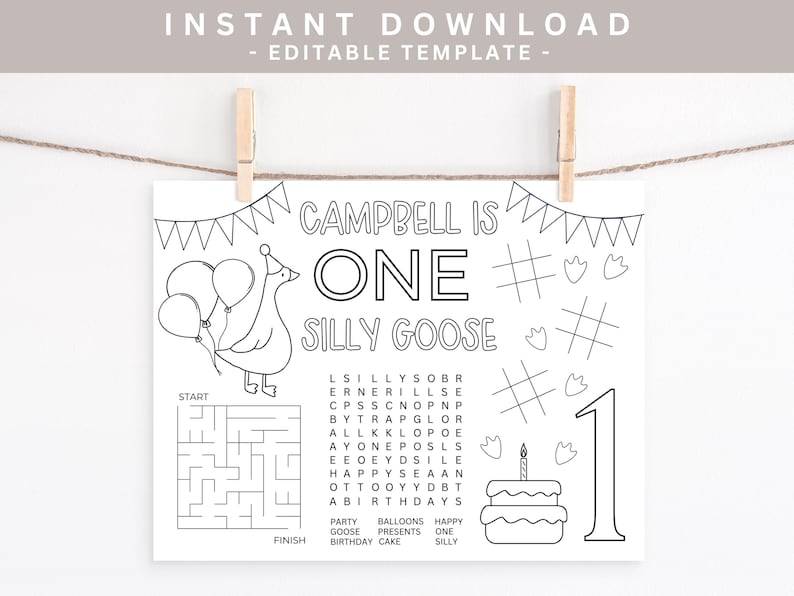 One Silly Goose Coloring Page, One Silly Goose Birthday, Goose Birthday ...