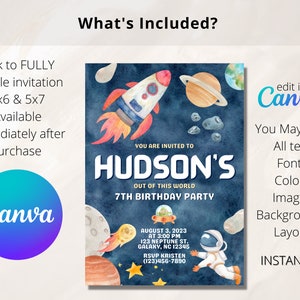 Outer Space Birthday Party Invitation Editable Birthday - Etsy