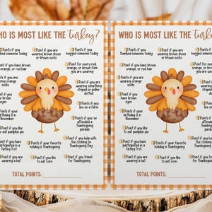 Printable Thanksgiving Game, Who is Most Like the Turkey, Friendsgiving ...