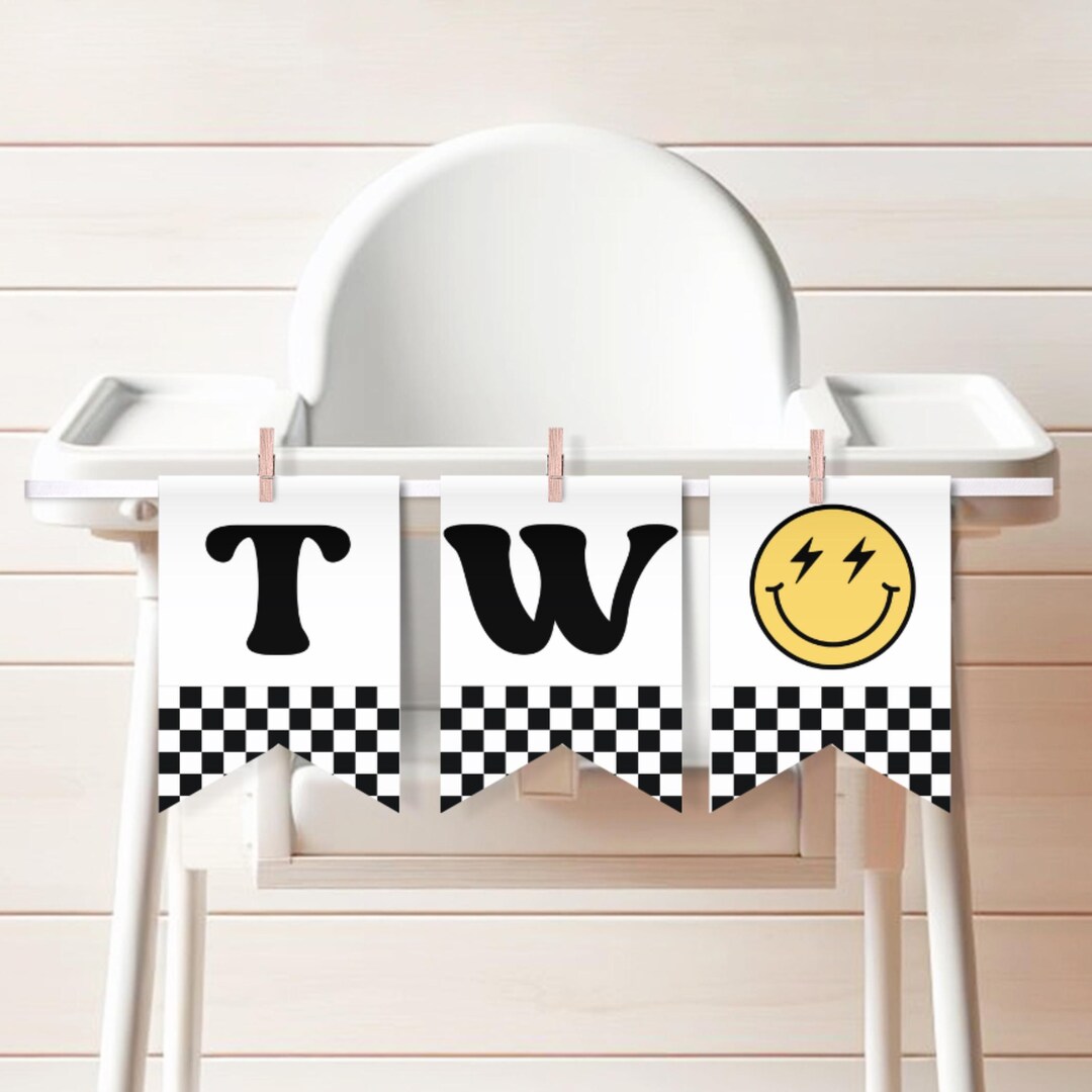 Two Cool Banner, High Chair Banner, Smiley Face Banner, Two Cool ...