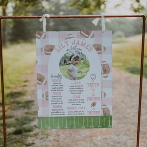 Pink Football First Birthday Milestone Poster First Year - Etsy