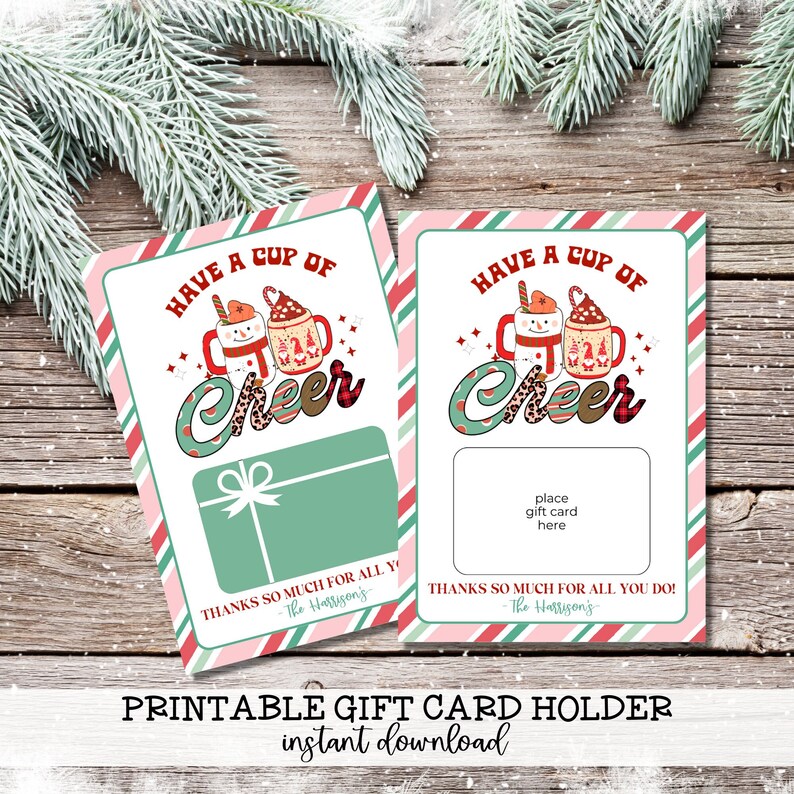 Printable Coffee Gift Card Holder Template Christmas Card - Etsy