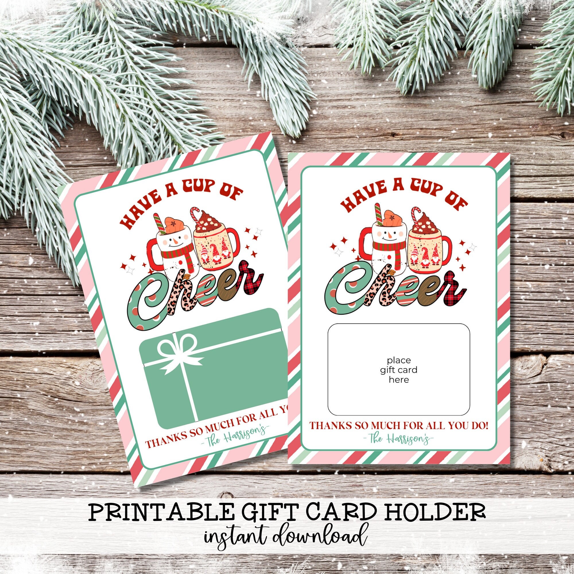 Printable Coffee Gift Card Holder Template Christmas Card - Etsy