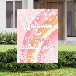 Groovy Birthday Welcome Sign, Groovy Welcome Sign, Retro Birthday ...