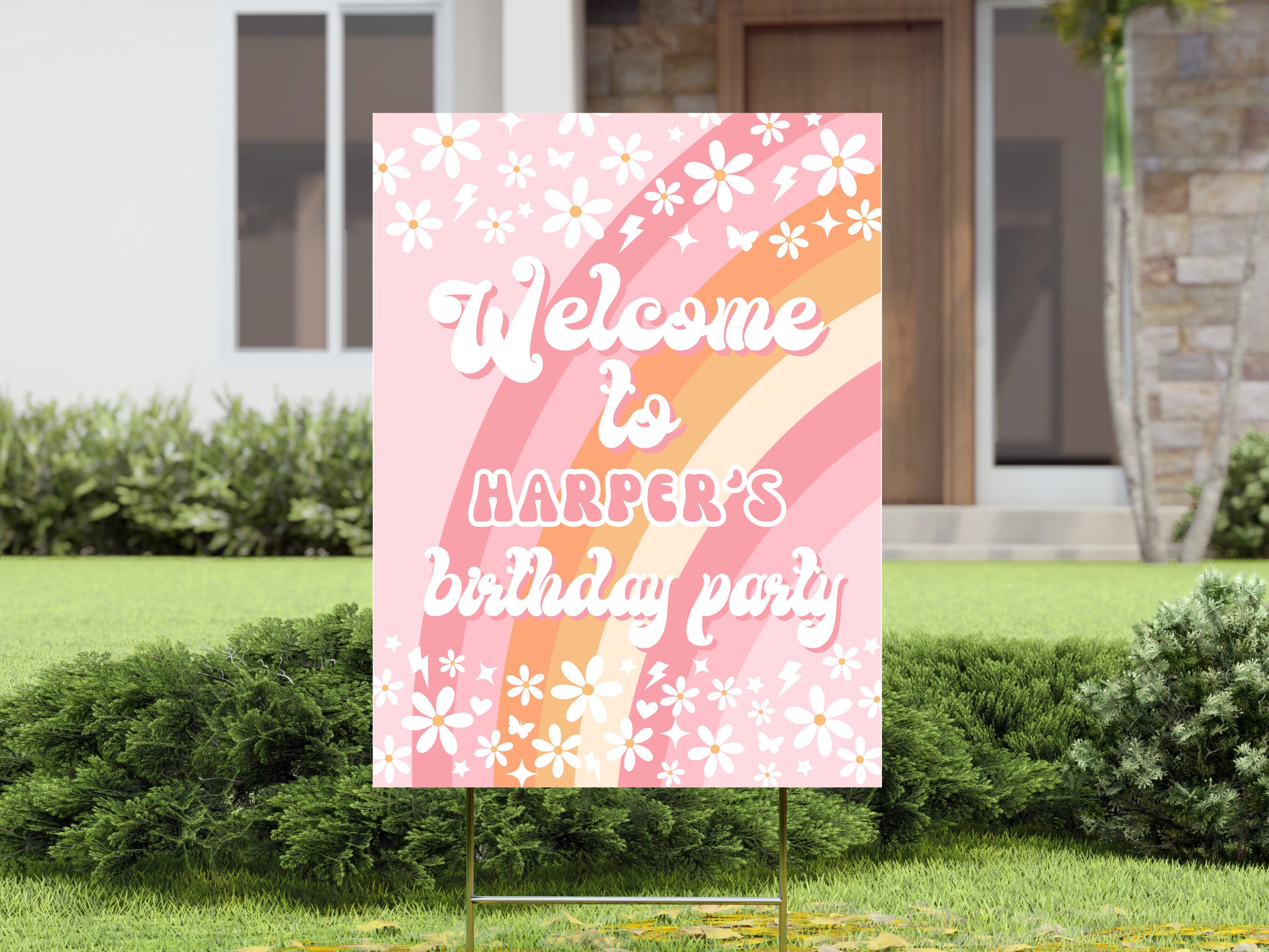 Groovy Birthday Welcome Sign, Groovy Welcome Sign, Retro Birthday ...
