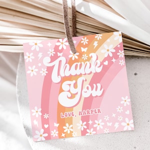 Groovy Birthday Thank You Tag, Retro Birthday, Groovy Birthday, Hippie ...