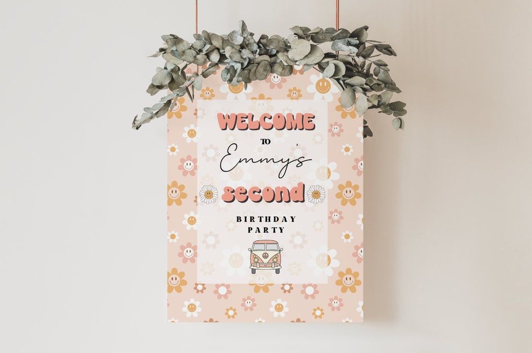 Groovy Birthday Welcome Sign | Retro Birthday | Two Groovy | Hippie ...