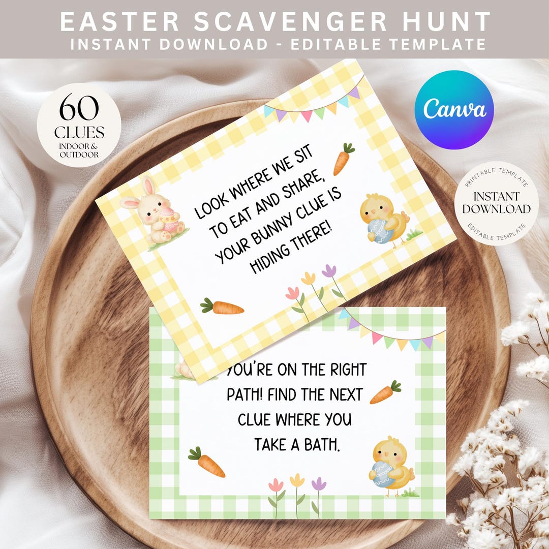 Easter Scavenger Hunt for Kids, 60 Hiding Spots, Indoor Outdoor Egg ...