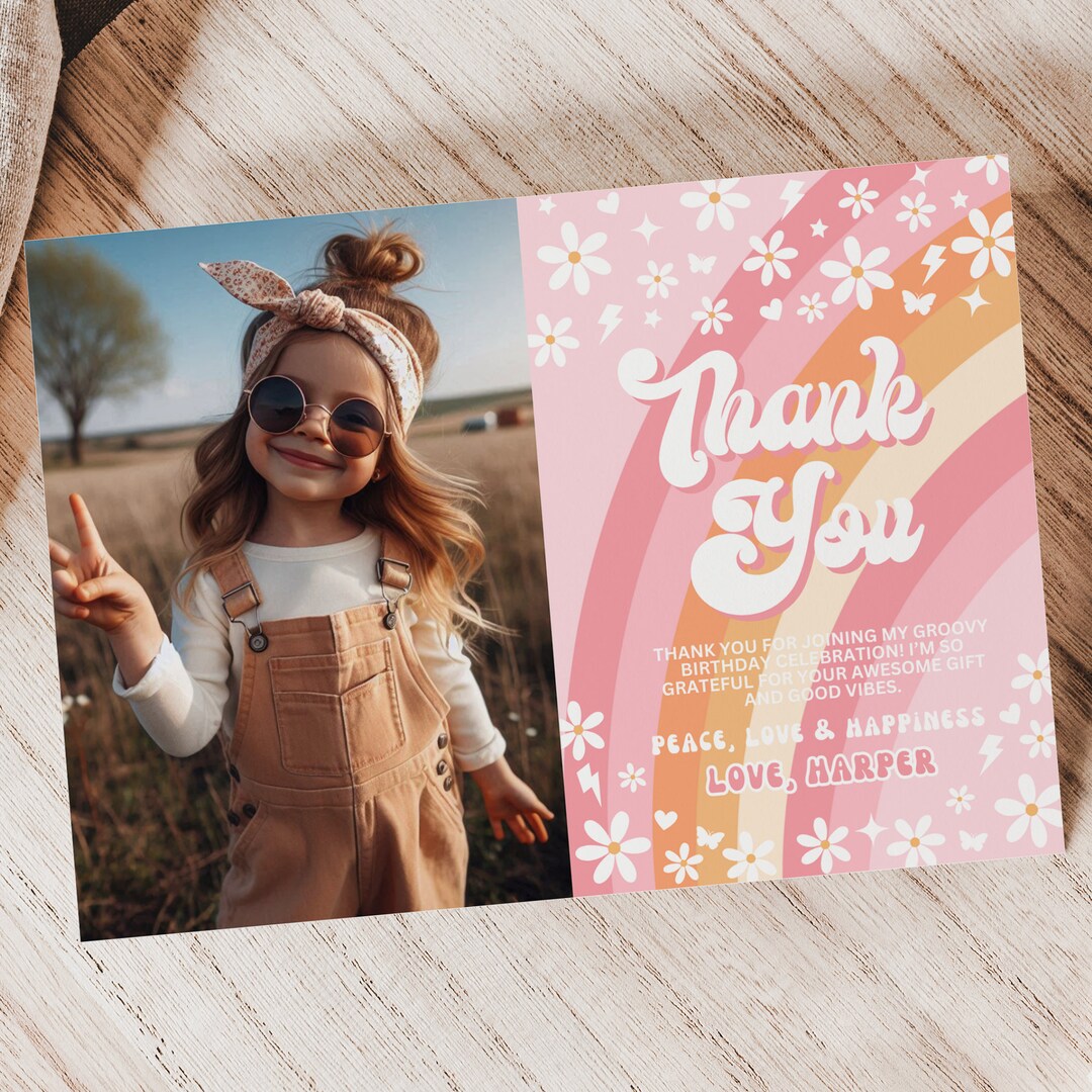 Groovy Birthday Thank You Card, Groovy Thank You, Birthday Thank You ...