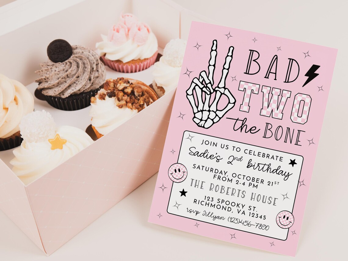 Bad Two the Bone Birthday Invitation, Second Birthday, Bad to the Bone ...