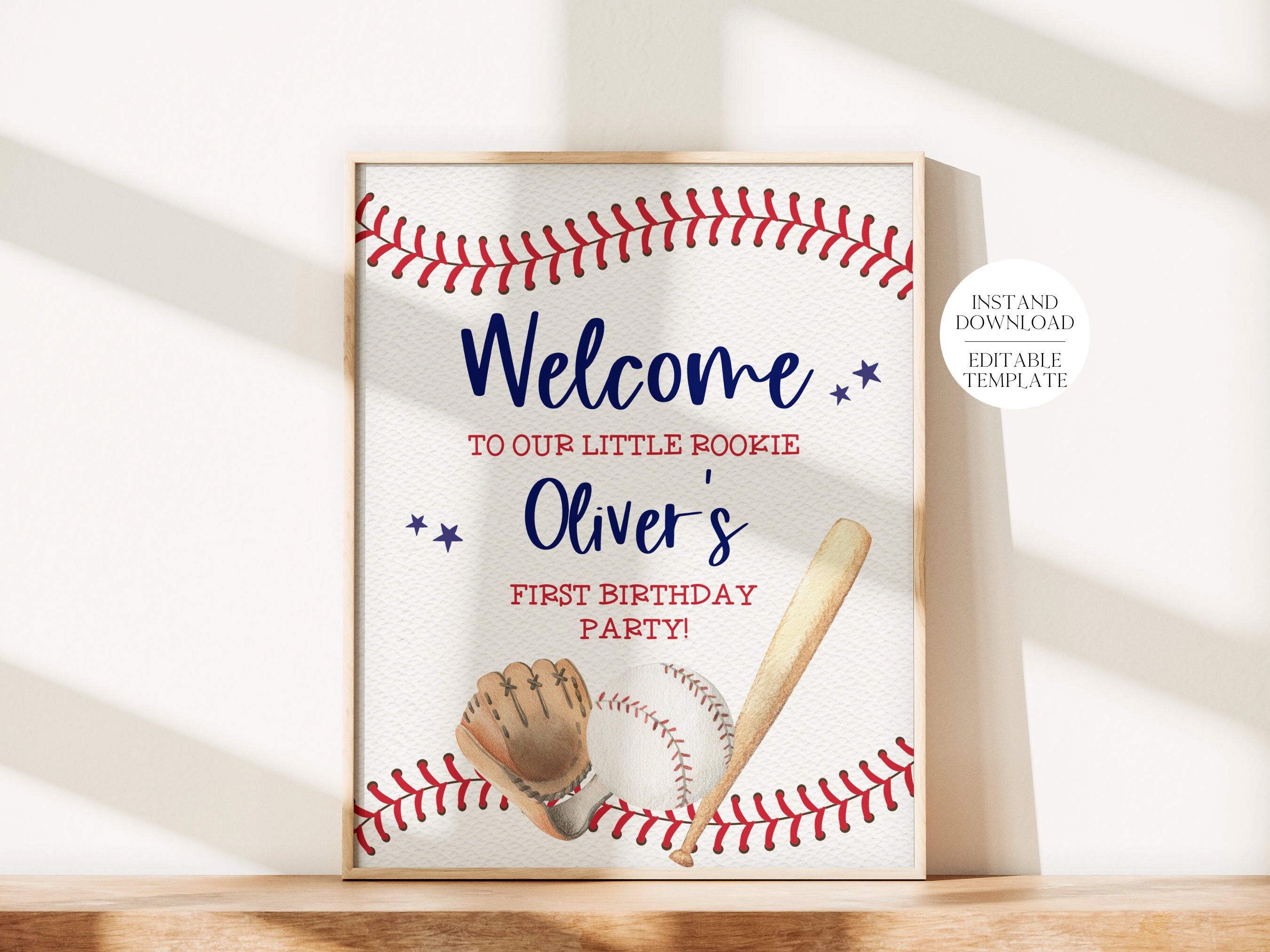 Baseball First Birthday Party Welcome Sign | 1st Birthday | Rookie ...