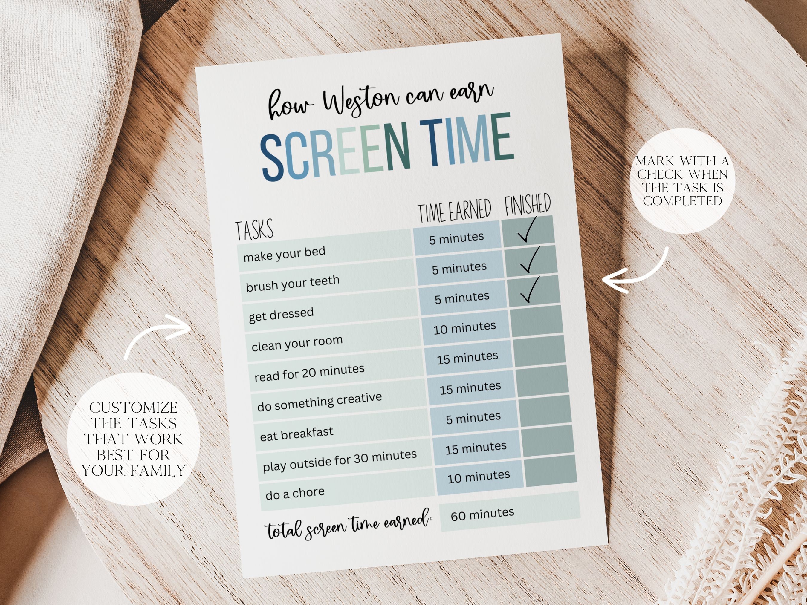 Screen Time Tracker for Kids Instant Download - Etsy