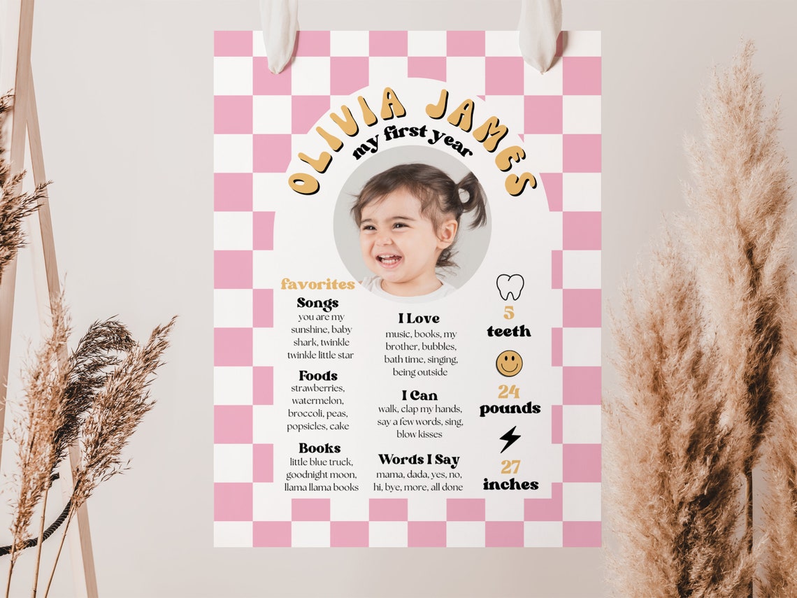 One Happy Girl Milestone Sign | Smiley Face Birthday | Printable First ...