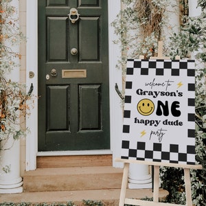One Happy Dude Welcome Sign, First Birthday Party, Instant Download ...