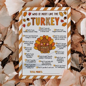 Printable Thanksgiving Game, Who is Most Like the Turkey, Friendsgiving ...