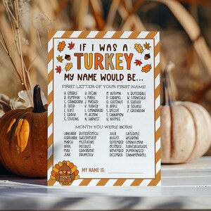 Printable Thanksgiving Game, What is Your Turkey Name, Friendsgiving ...
