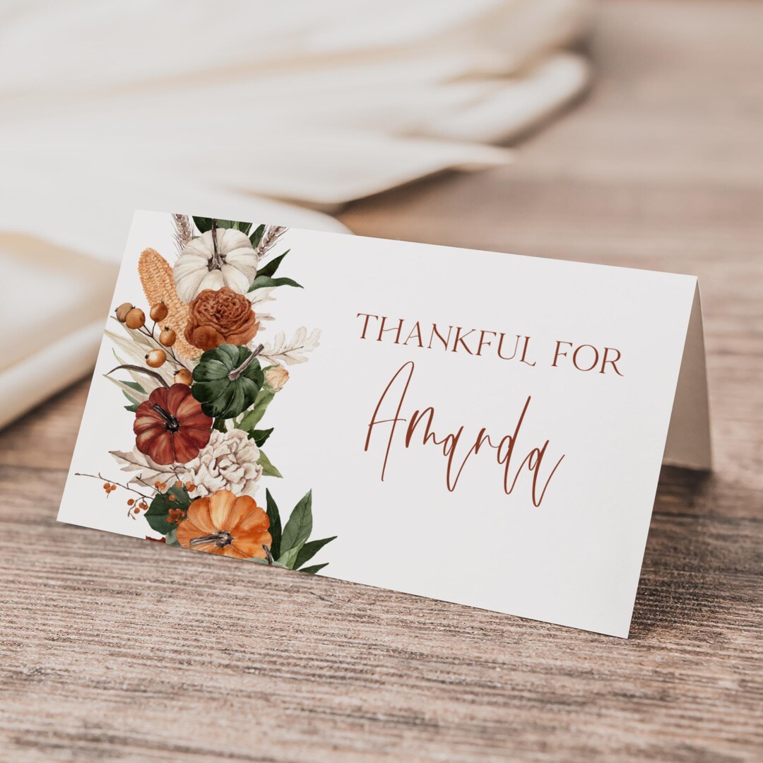 Fall Place Card, Printable Place Card, Autumn Place Card, Thanksgiving ...