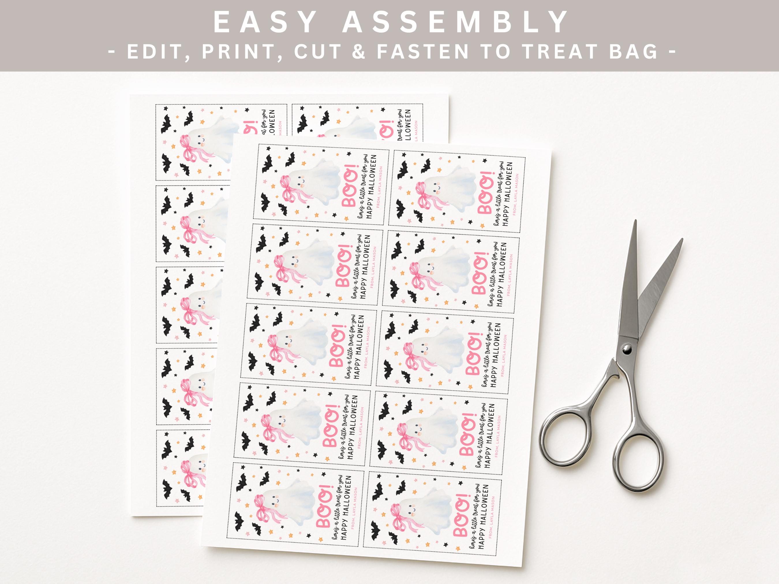 Printable Halloween Gift Tag Template, Boo Here's a Treat for You Pink ...