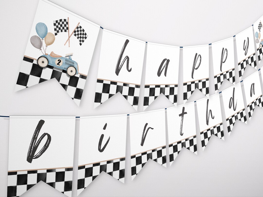 Racecar Birthday Banner, Instant Download, Race Car Party, Two Fast ...