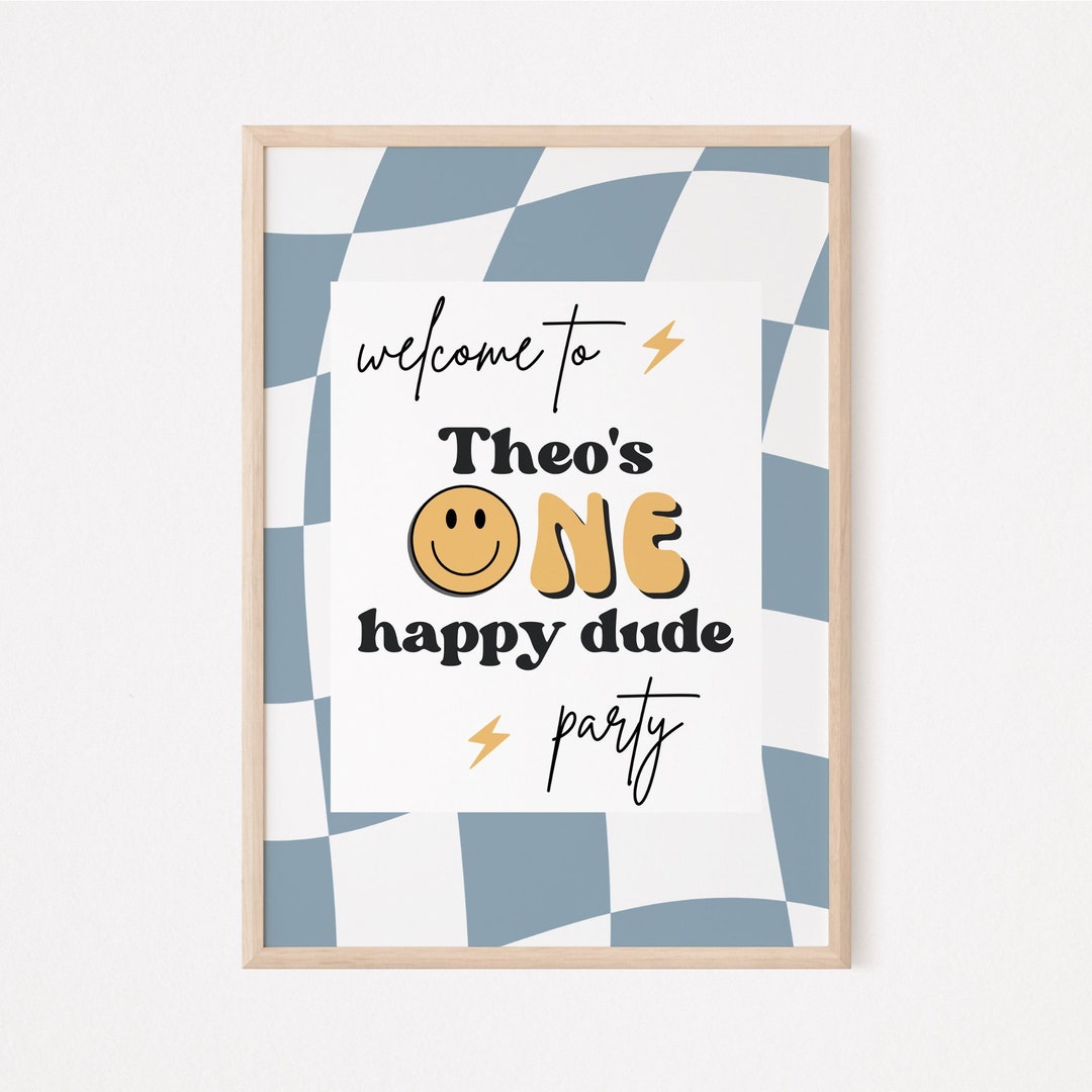 One Happy Dude Welcome Sign, First Birthday Party, Instant Download ...