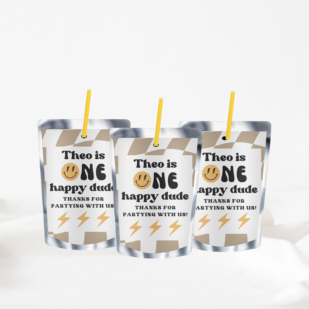 Printable One Happy Dude Birthday Juice Pouch Label Template | Instant ...