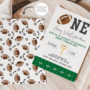 First Year Down Football Invitation First Birthday Boy Football Party ...