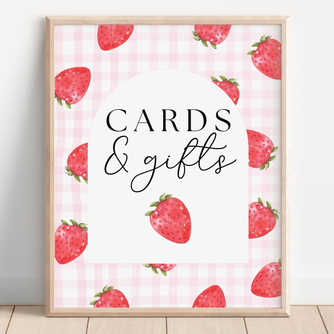 Strawberry Birthday Gift Table Sign, Berry First Birthday, Strawberry ...