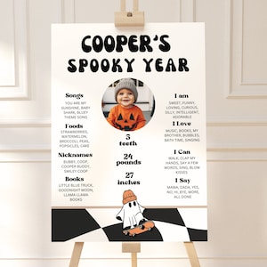 Halloween Birthday Milestone Poster, Spooky One, Two Spooky, Halloween ...
