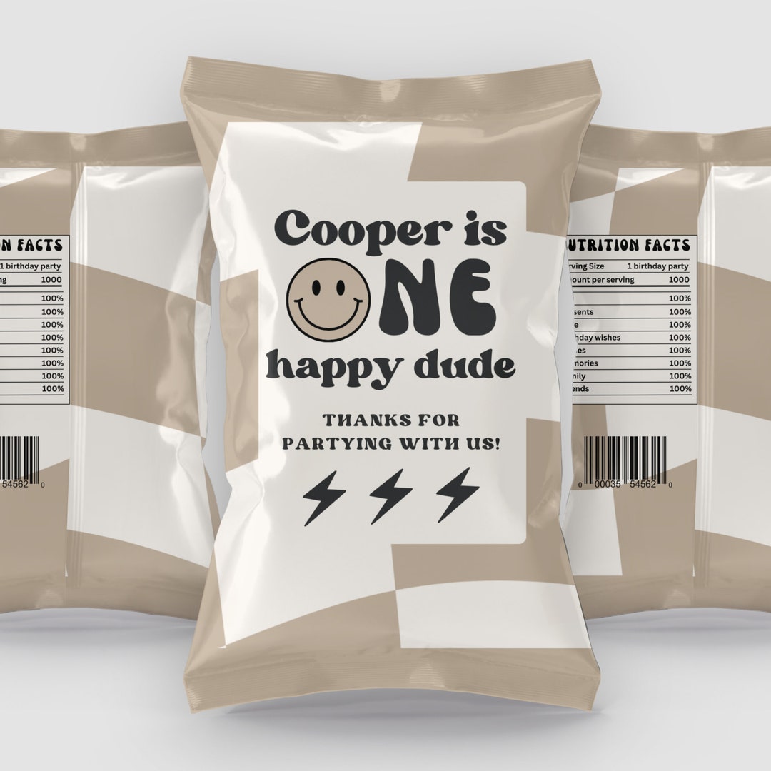 One Happy Dude Birthday Printable Chip Bag Editable Template, Instant ...
