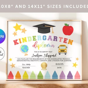Printable Kindergarten Graduation Diploma, Kindergarten Graduate ...