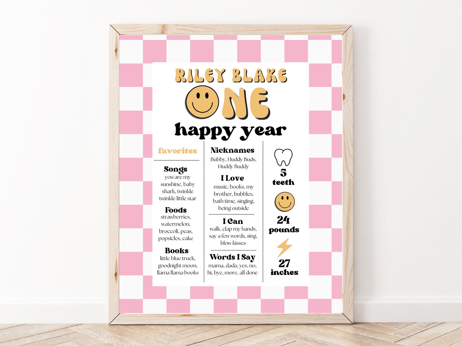 One Happy Girl Milestone Sign | Smiley Face Birthday | Printable First ...