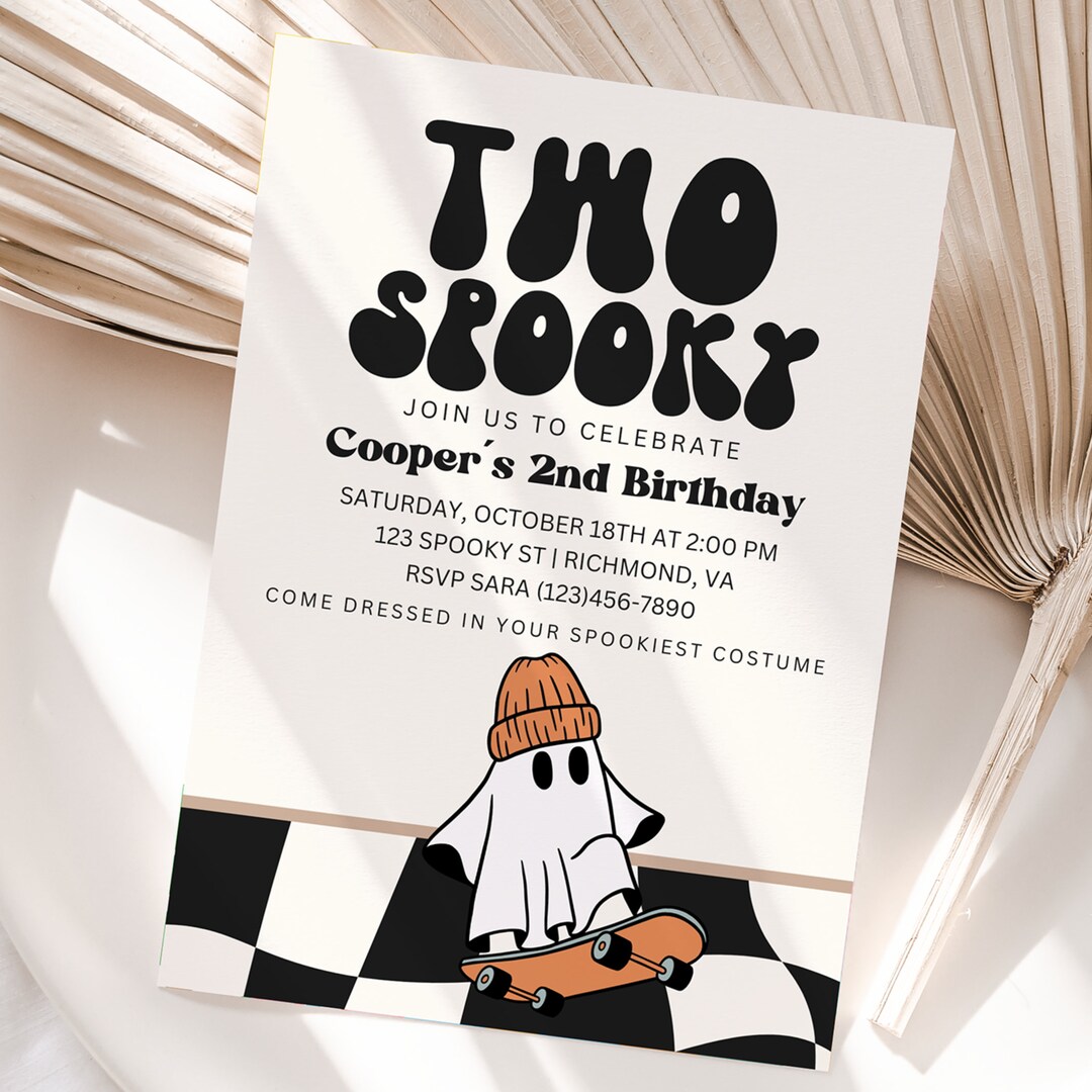 Two Spooky Halloween Birthday Invitation, Two Spooky Invite, 2nd ...