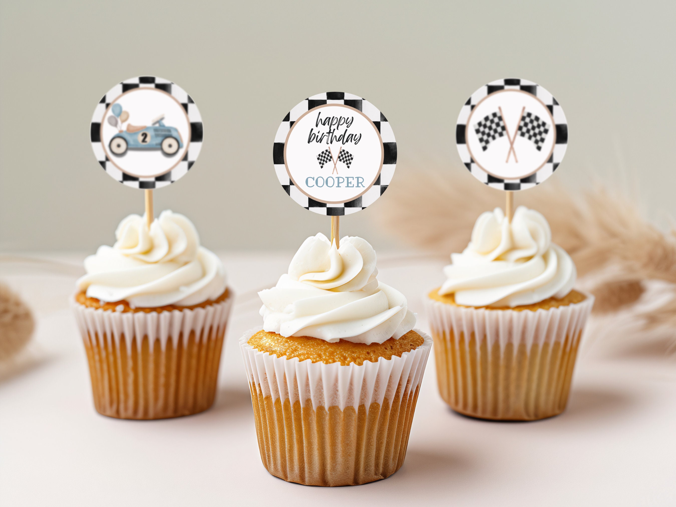 Race Car Birthday Cupcake Toppers, Two Fast, Two Fast Birthday, Two ...