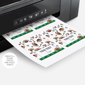 Football Party Food Labels, Football Food Tent, Football Food Label ...
