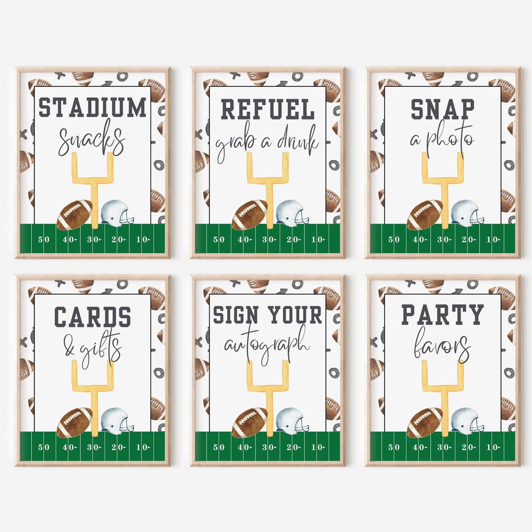 Football Birthday Party Sign Bundle, Editable Template, Instant ...