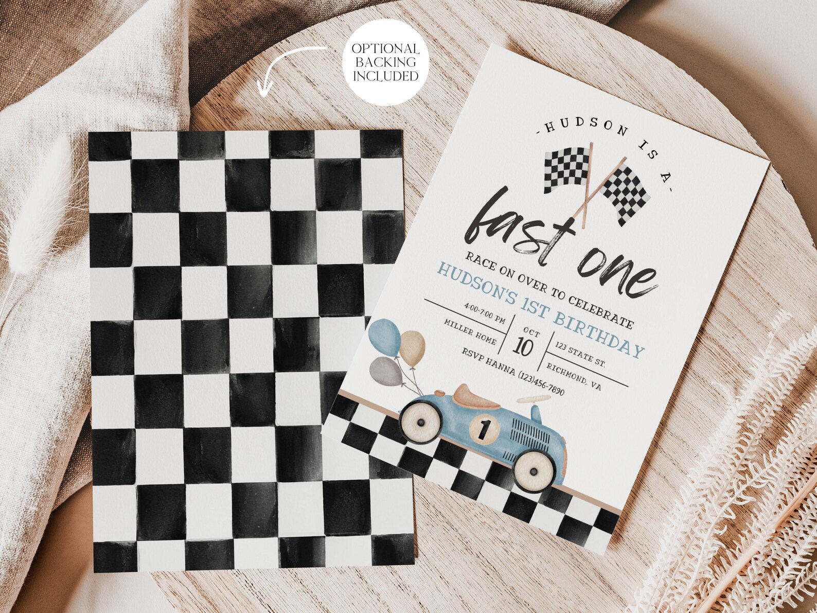 Fast One Birthday Invitation, Race Car Birthday, Race Car Party, 1st ...