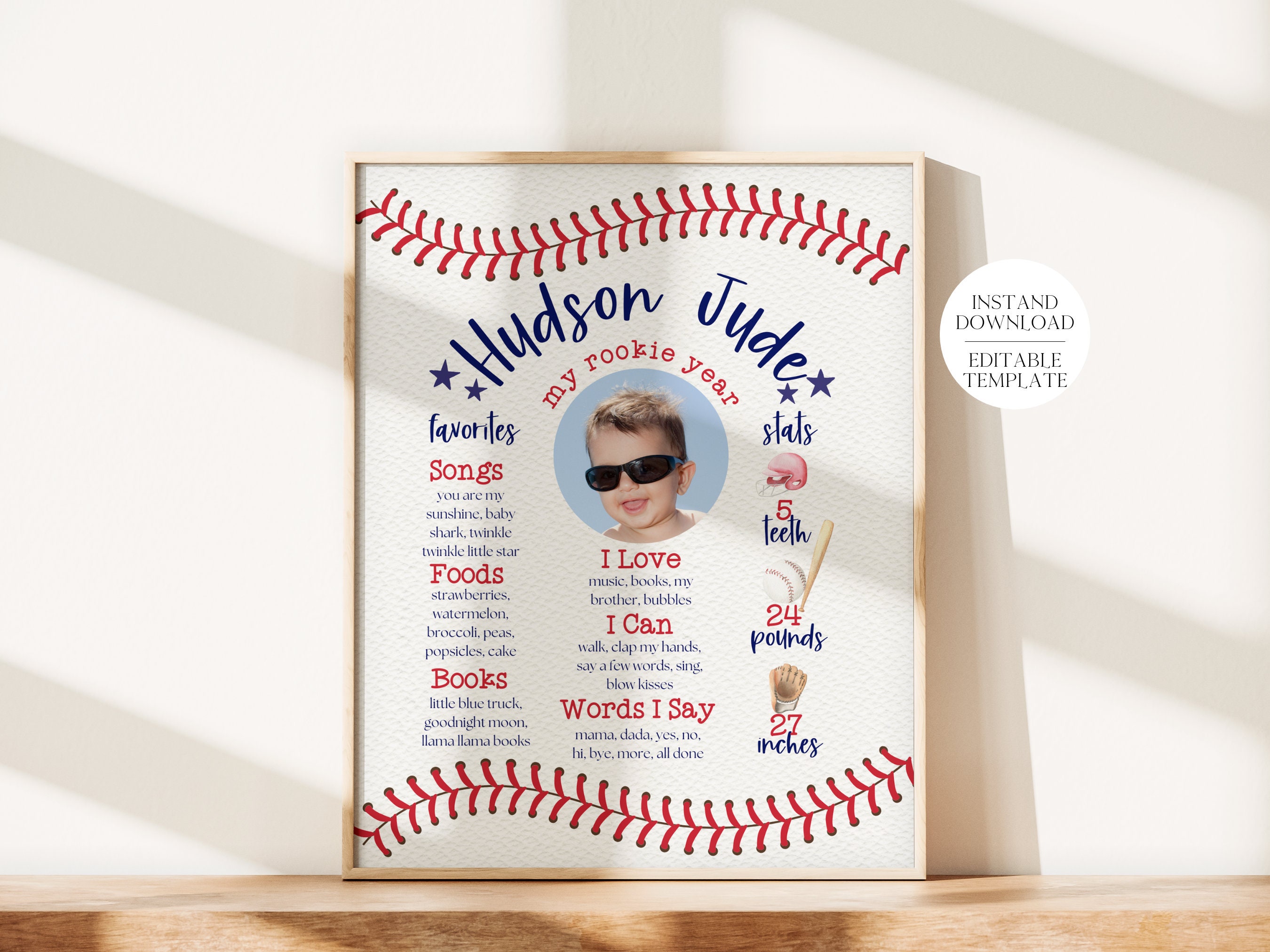 Baseball First Birthday Milestone Sign | 1st Birthday | Rookie ...