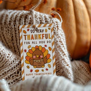 Printable Thanksgiving Tag, Grateful for You Tag, Holiday Appreciation ...