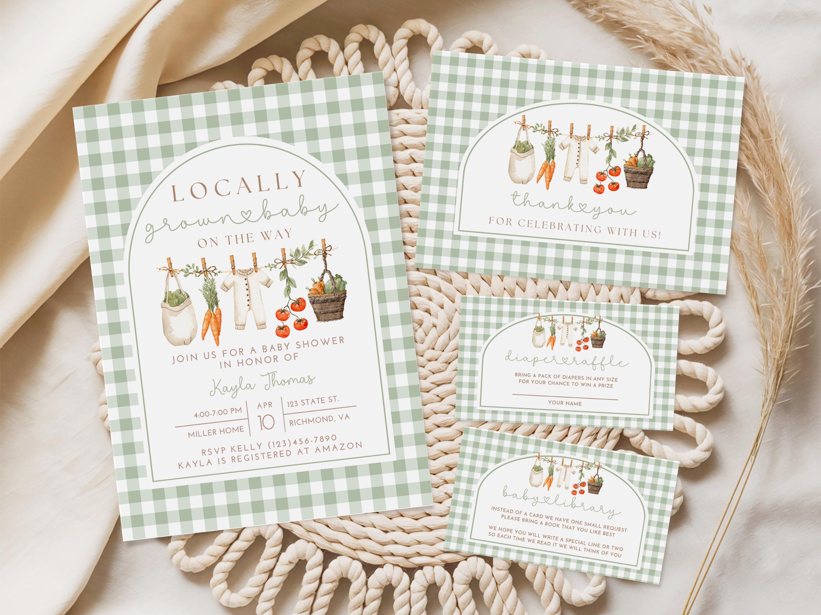 Locally Grown Baby Shower Invitation Bundle, Farmers Market Baby Shower ...