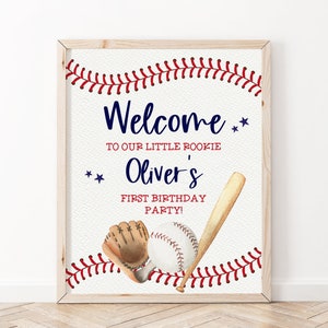 Baseball First Birthday Party Welcome Sign | 1st Birthday | Rookie ...