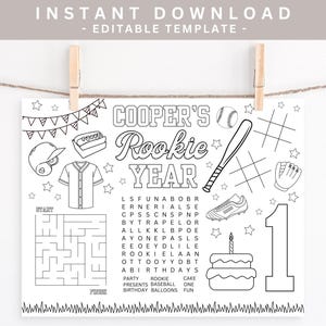 Rookie Year Coloring Page, Baseball Party, Baseball Birthday, Birthday ...