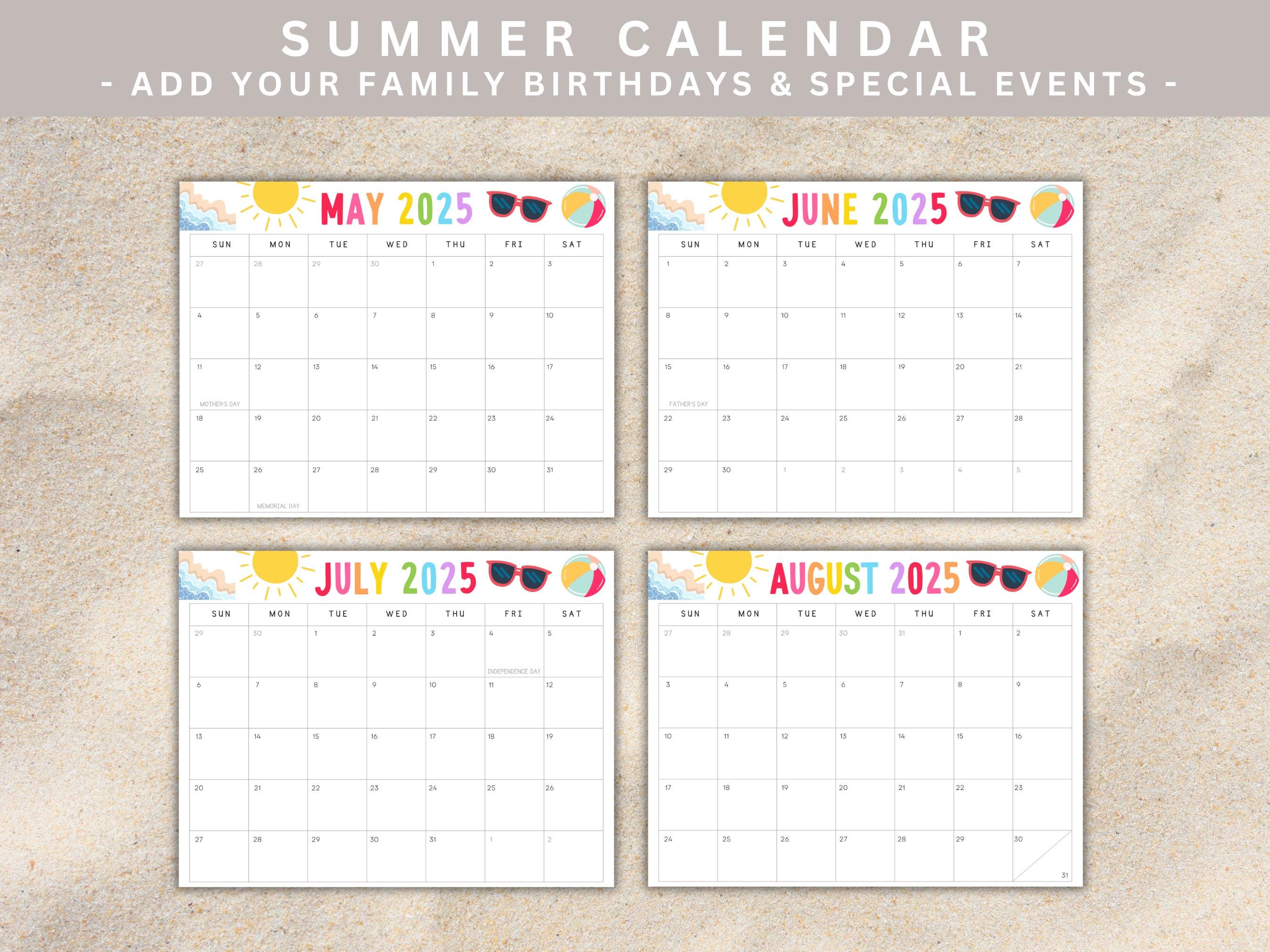 Printable Kids Summer Planner 2025, Kids Monthly Planner, Printable ...