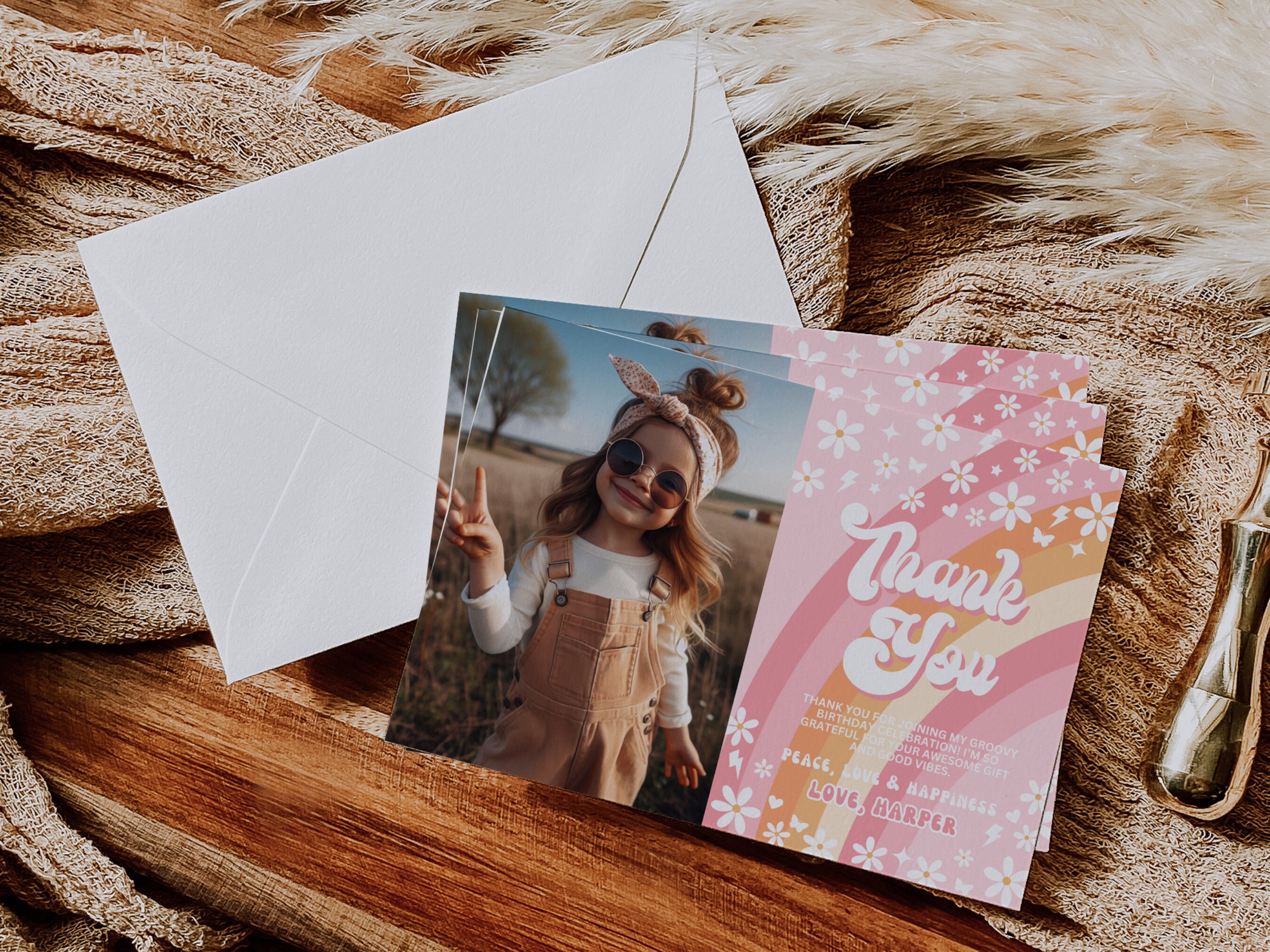 Groovy Birthday Thank You Card, Groovy Thank You, Birthday Thank You ...