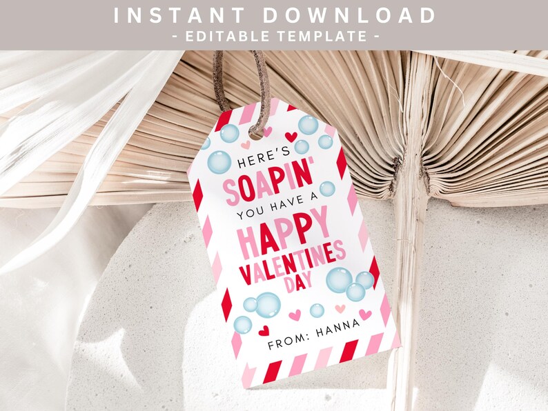 Valentines Day Soap Gift Tag, Soapin You Have A Happy Valentine's Day ...