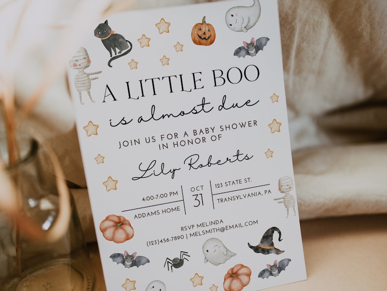 Spooky Baby Shower Invitation A Little Boo Invite - Etsy