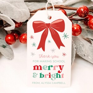 Printable Christmas Gift Tag, Gift for Teacher, Teacher Gift Tag ...