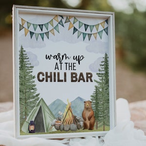 One Happy Camper Birthday Party | Printable Chili Bar Sign | Instant ...