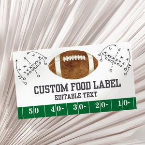 Football Party Food Labels, Football Birthday, Football Food Tent, Food ...