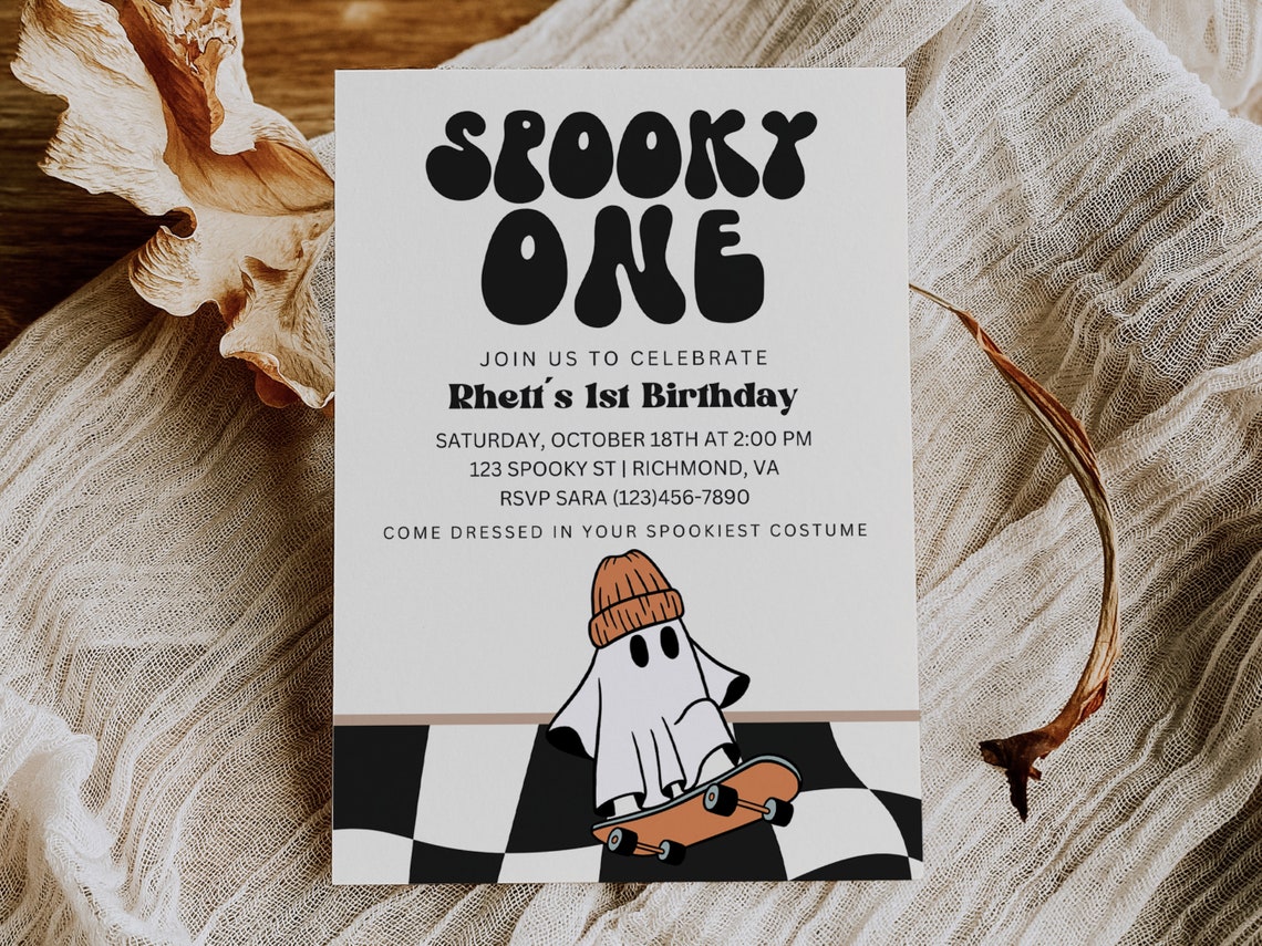 Spooky One Halloween Birthday Invitation, Spooky One Invite, Halloween ...